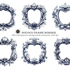 Set of Rococo Luxury Circle Flourishes Elegant Frame PNG File - Etsy