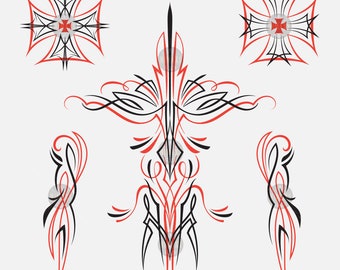 Set Green Pinstriping Svg, Motorcycle and Car Pinstripe, Vintage Hand ...