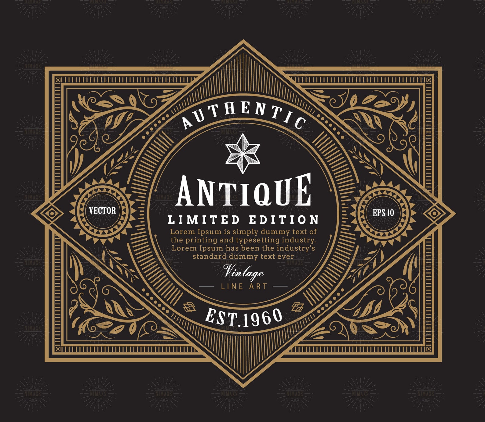 Antique Frame Vintage Border Western Label Hand Drawn - Etsy