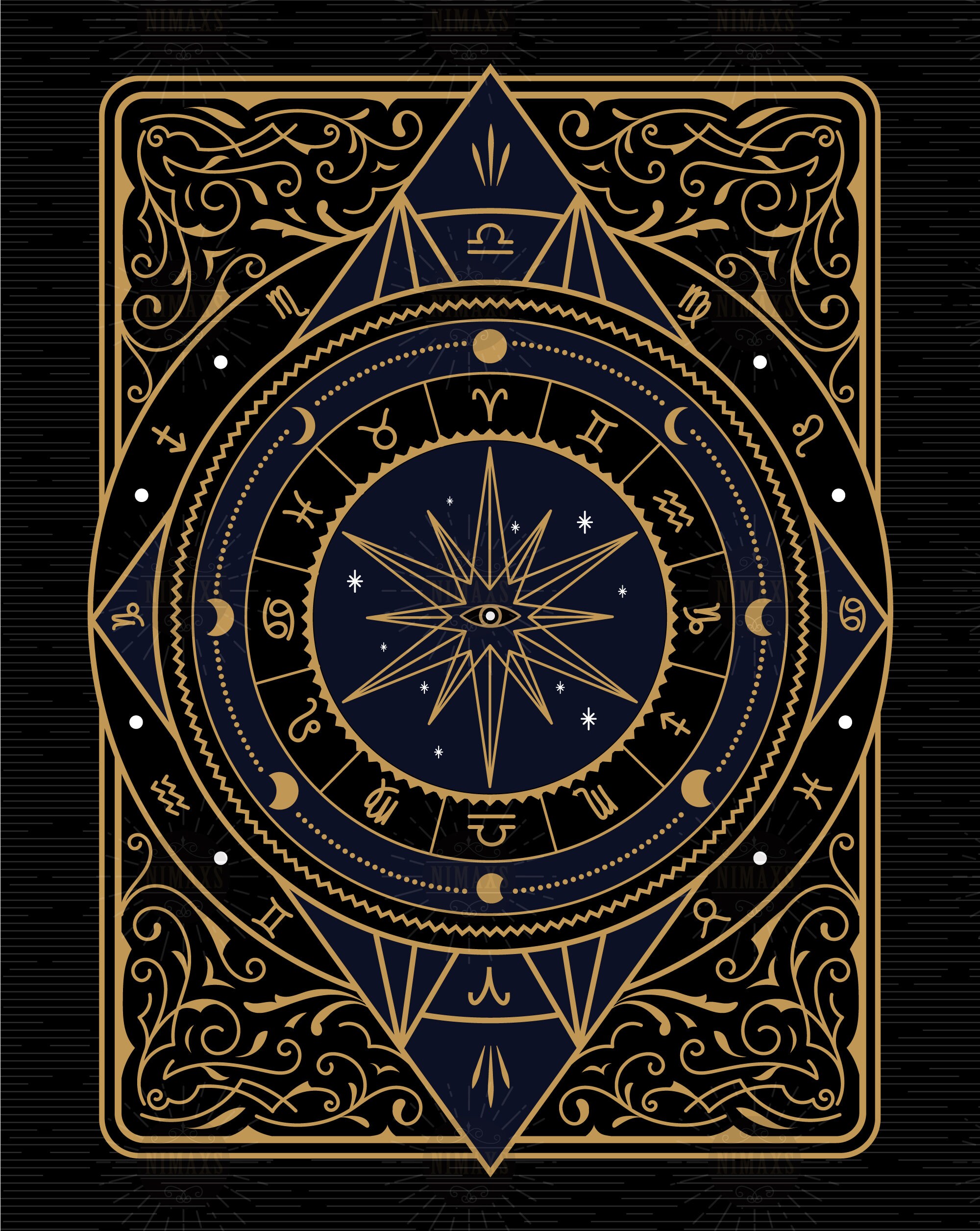 Vintage Frame Divine Magic Hand Drawn Antique Illustration EPS - Etsy