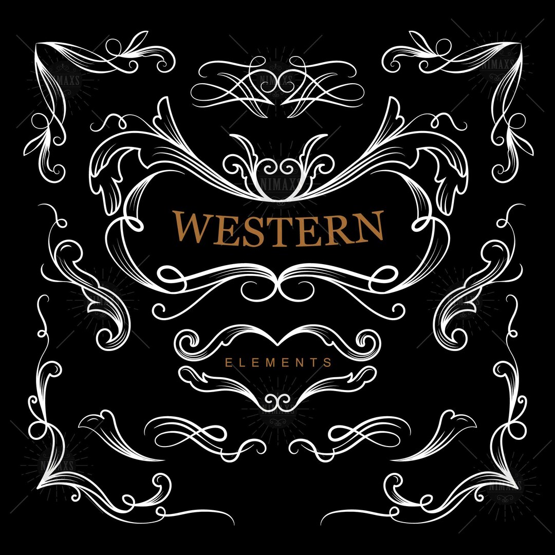 Western Hand Drawn Vintage Elements Frame Label SVG, PNG, DXF - Etsy