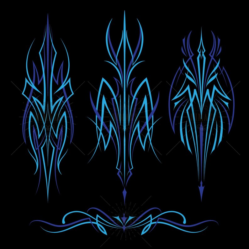 Set of Blue Duo Colors Pinstriping Svg for Pinstriping Vinyl Decals ...