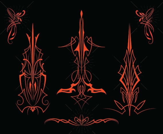 Pinstriping svg Motorrad und Auto Pinstripe vintage lowrider Designs Pinstriping fur Vinyl Decals SVG EPS PNG
