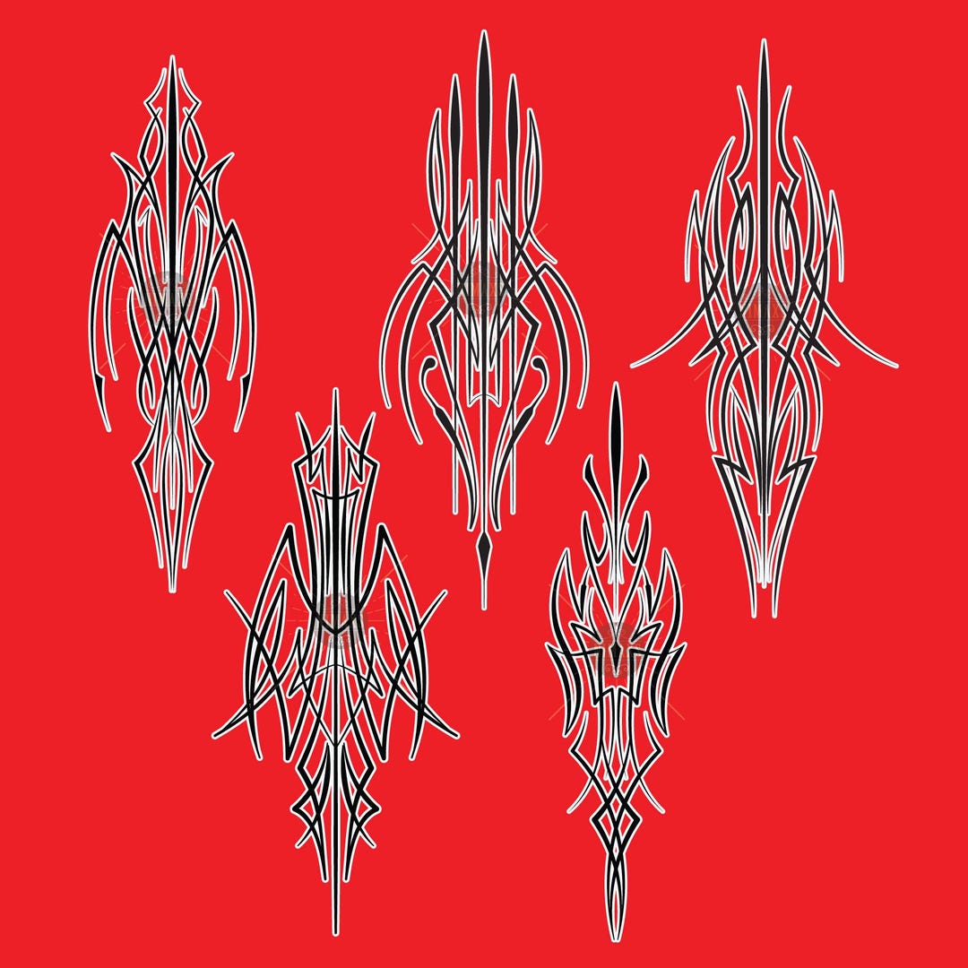 Set of Black Pinstriping Svg, for Motorcycle and Car Pinstripe, Vintage ...