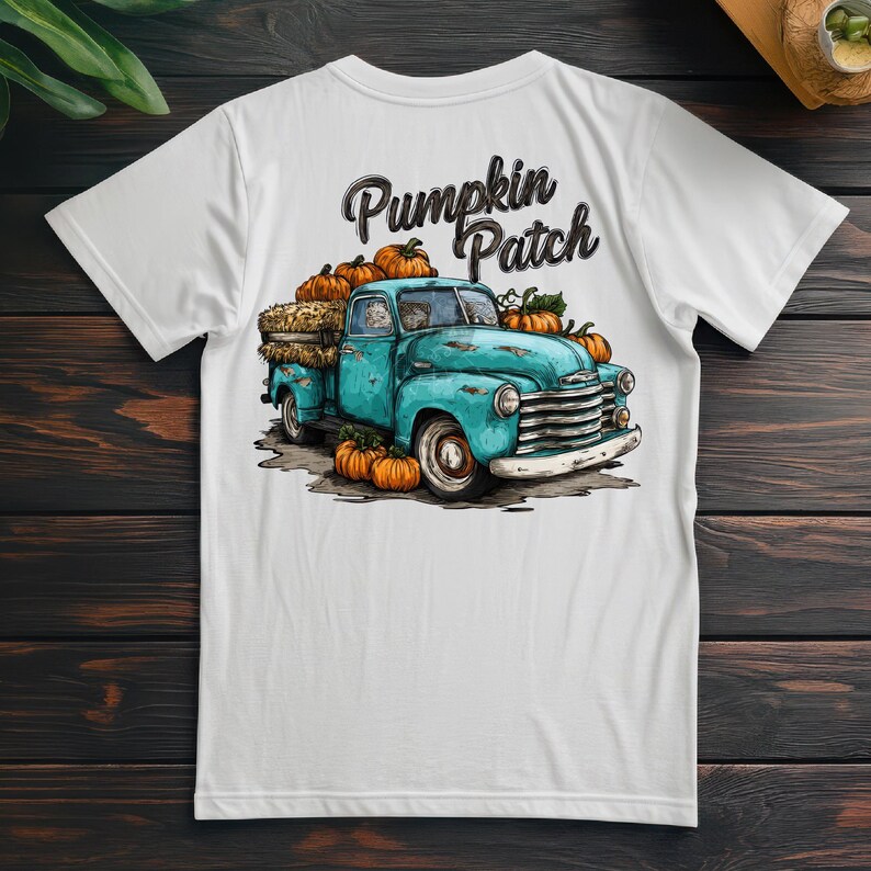 Vintage Blue Truck Pumpkin Patch PNG, Fall Harvest Design (digital ...