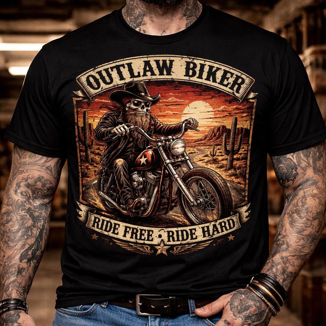 Outlaw Biker Skull PNG, Western Motorcycle Graphic, Distressed Retro ...