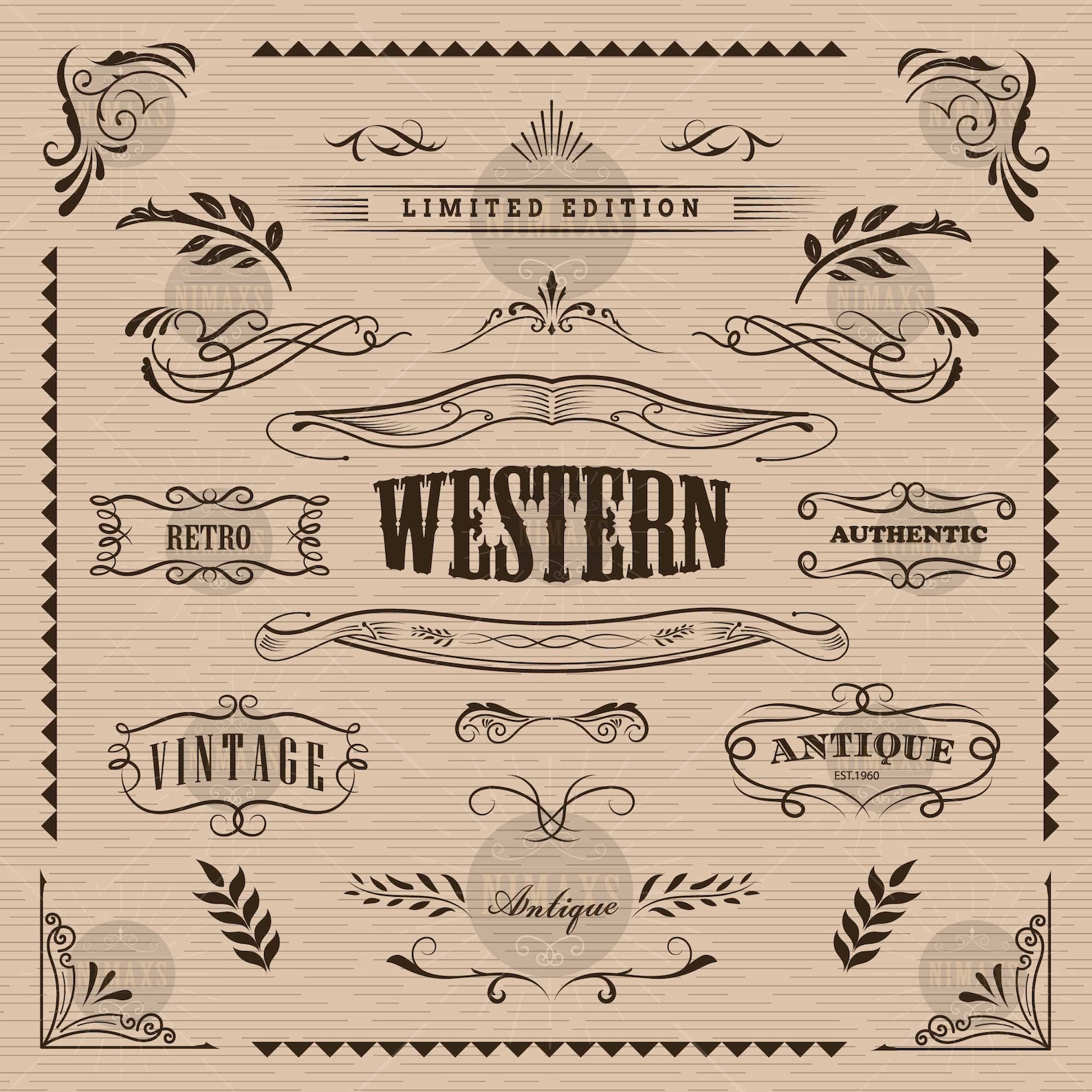 Western Frame Hand Drawn Banners Vintage Badge SVG PNG EPS - Etsy