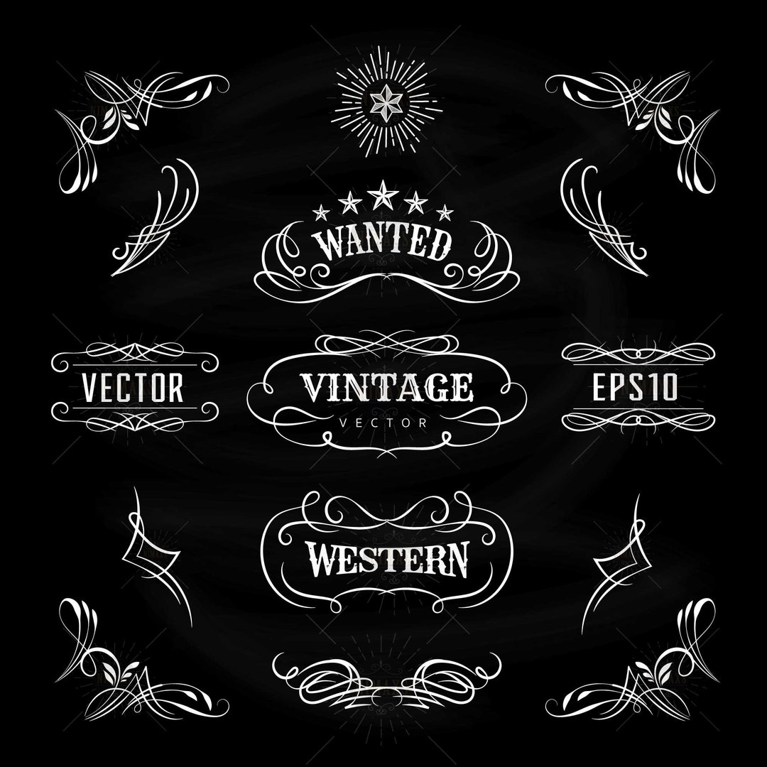 Western Hand Drawn Vintage Banners Blackboard SVG, PNG, DXF - Etsy