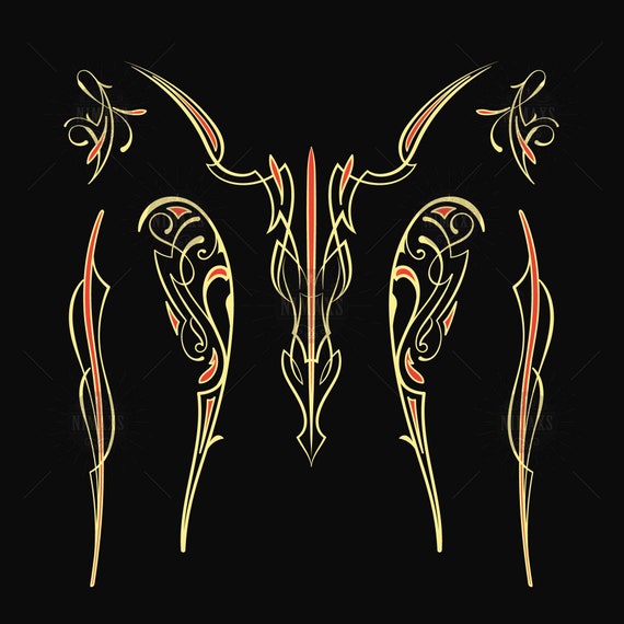 Set Pinstriping Svg Motorcycle and Car Pinstripe Art Old - Etsy