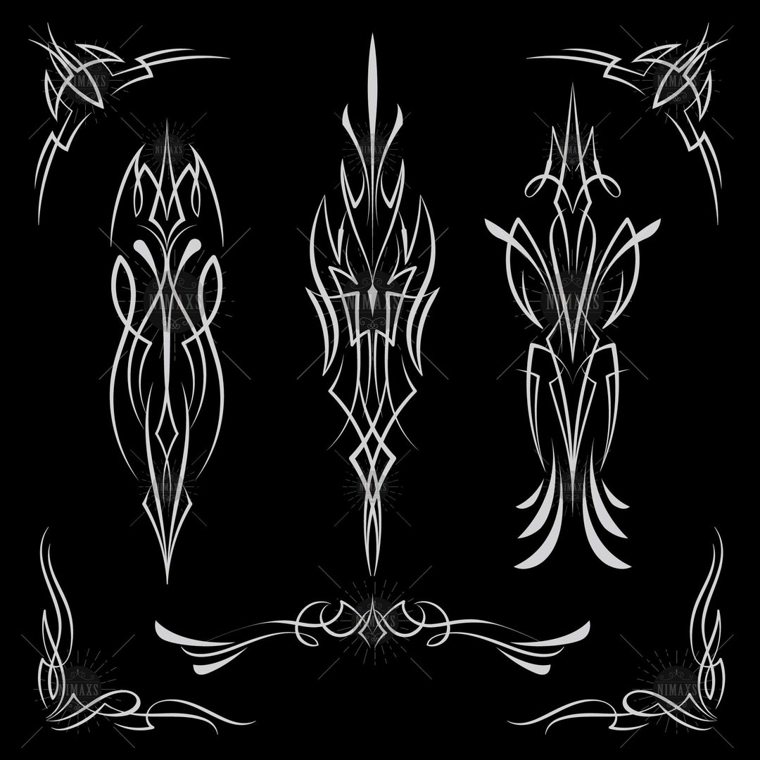 Set White Color Pinstriping SVG, Motorcycle and Car Pinstripe ...