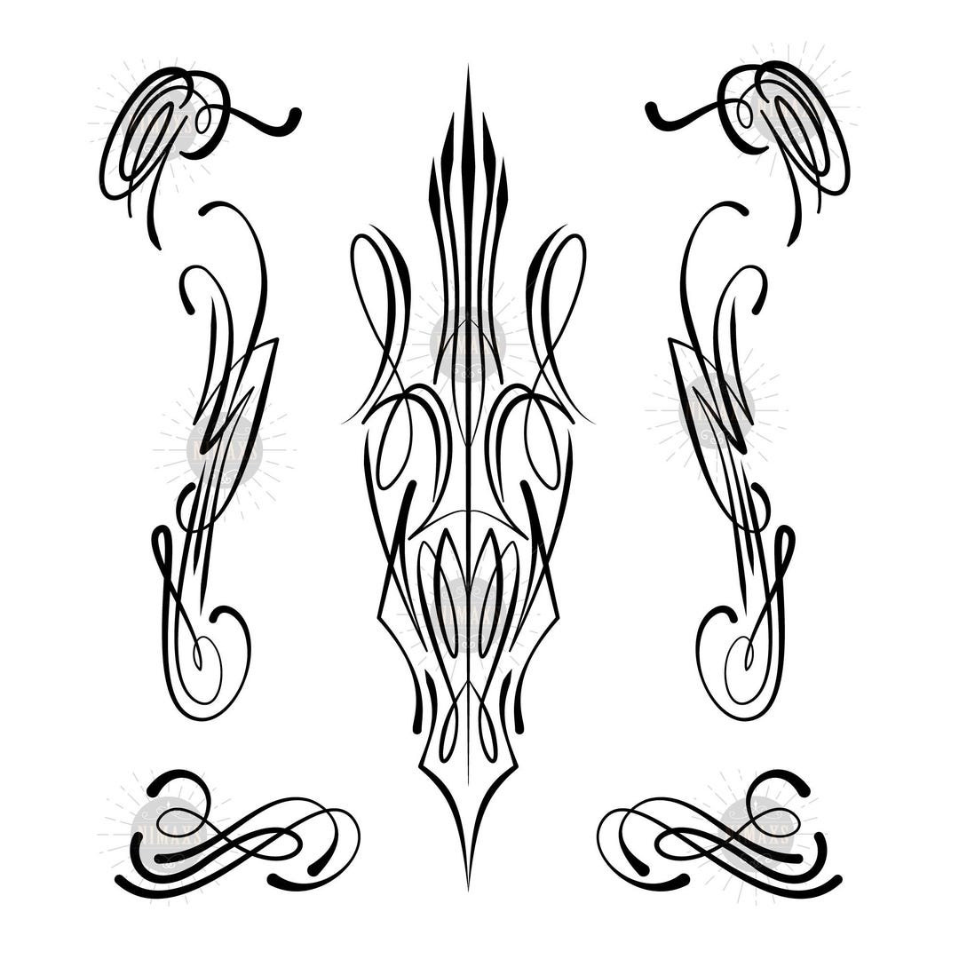 Black Pinstriping SVG Set: Vintage Hand Drawn Art (digital File) - Etsy
