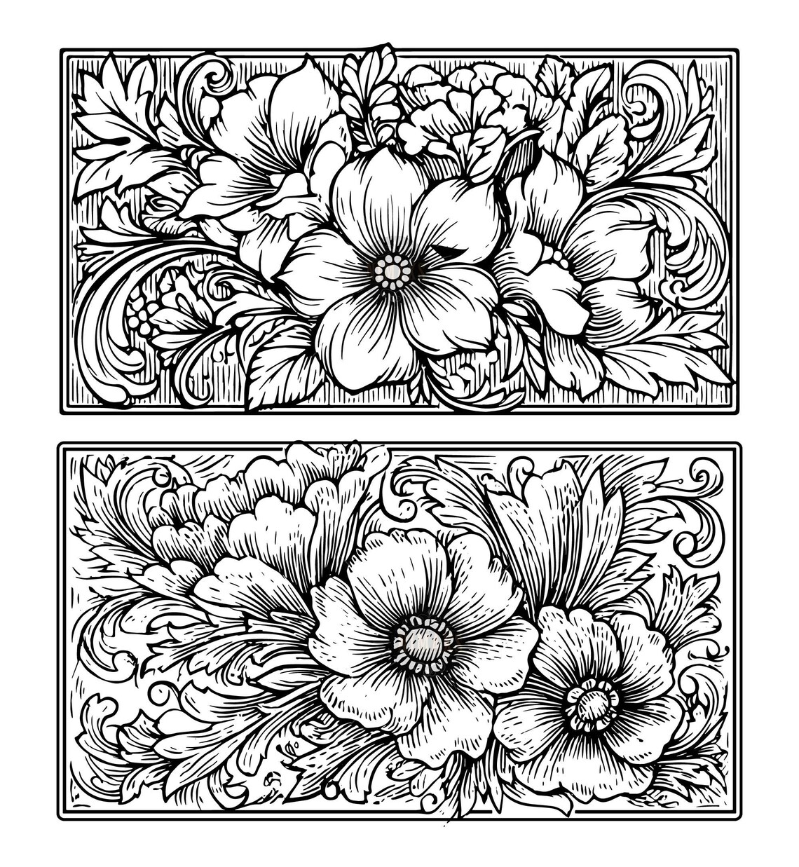 Floral Engraving Pattern SVG: Western Leather Tooling Design (digital ...