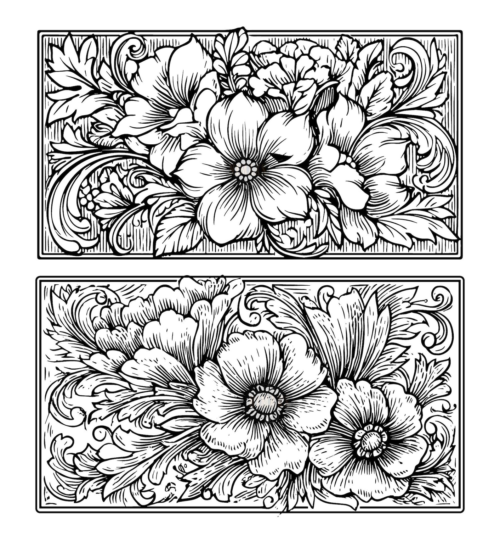 Floral Engraving Pattern SVG: Western Leather Tooling Design (digital ...