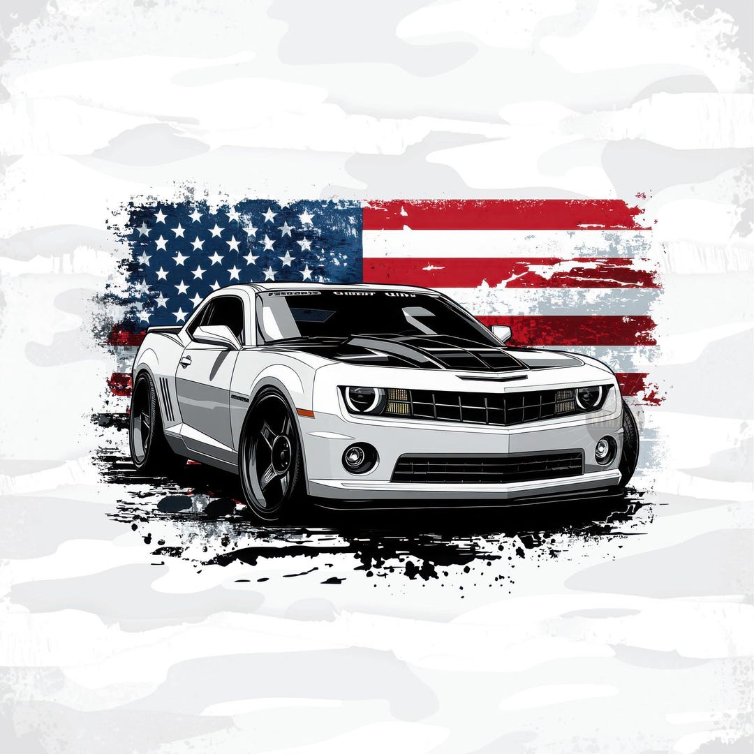 White 2010 Camaro PNG, American Flag, Muscle Car Sublimation Design - Etsy