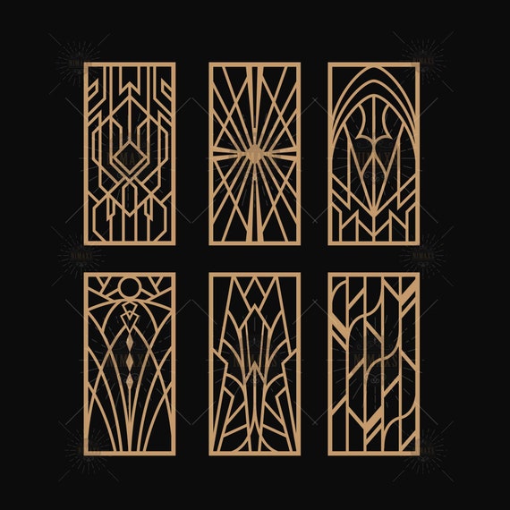 Vintage Geometric Art Deco Laser Cut Panel Designs SVG PNG - Etsy