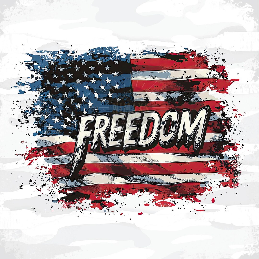 Distressed Freedom American Flag PNG, Patriotic Sublimation (digital ...