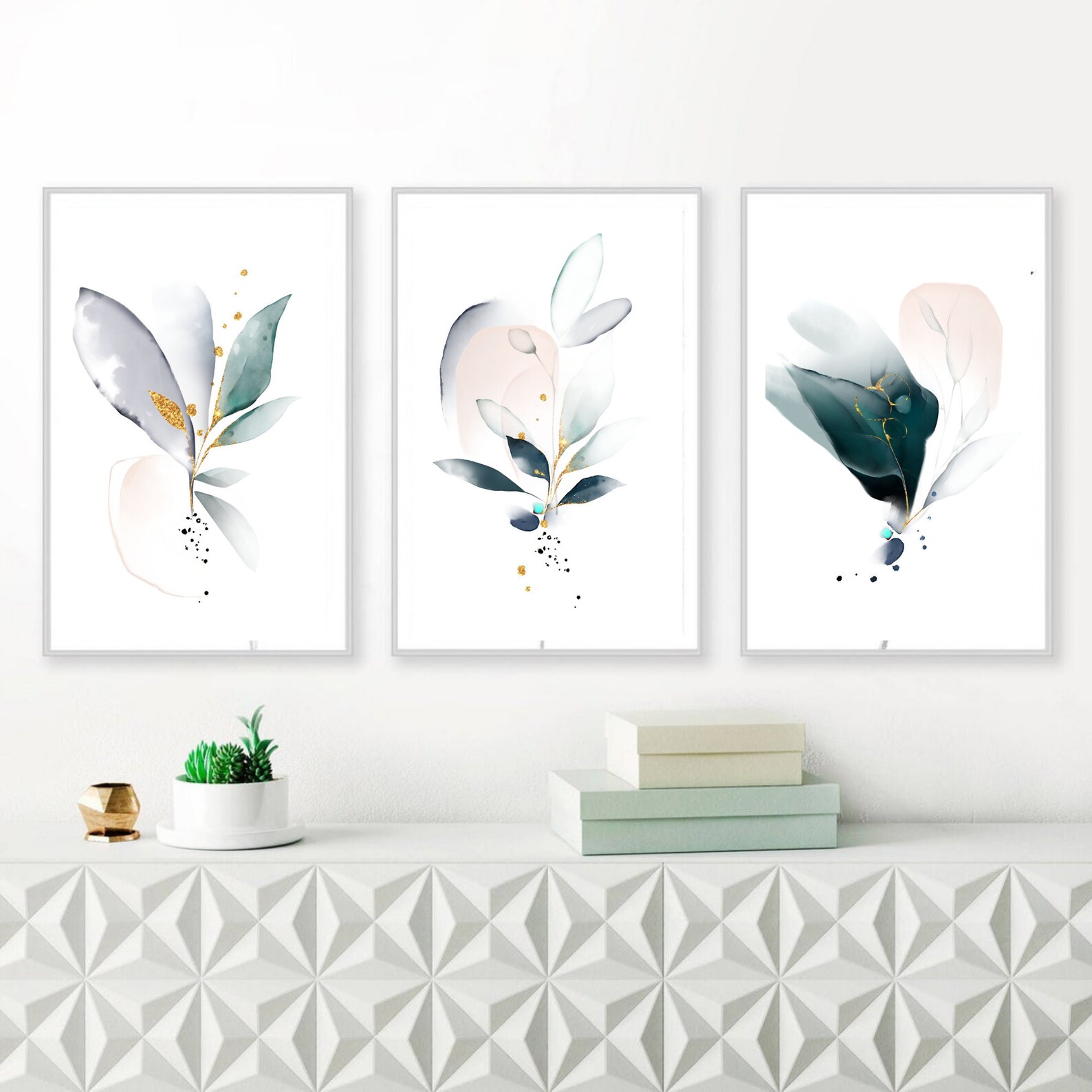 3 Piece Wall Art Fine Art Set Three Prints Pastel Watercolor Print ...