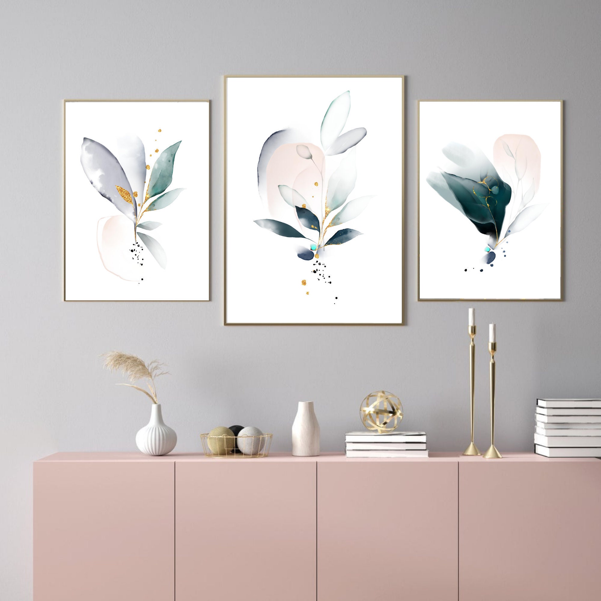3 Piece Wall Art Fine Art Set Three Prints Pastel Watercolor Print ...