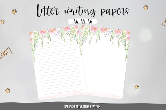Letter Writing Paper Lined and Unlined PDF A4 A5 A6 | Etsy