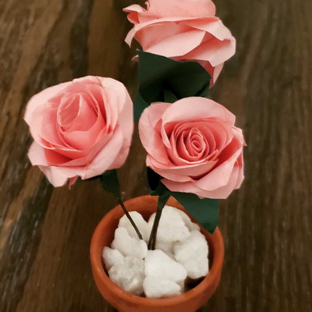 Tiny Handmade Paper Rose Bouquet (3 Roses ) in Adorable 1.5 Inch ...