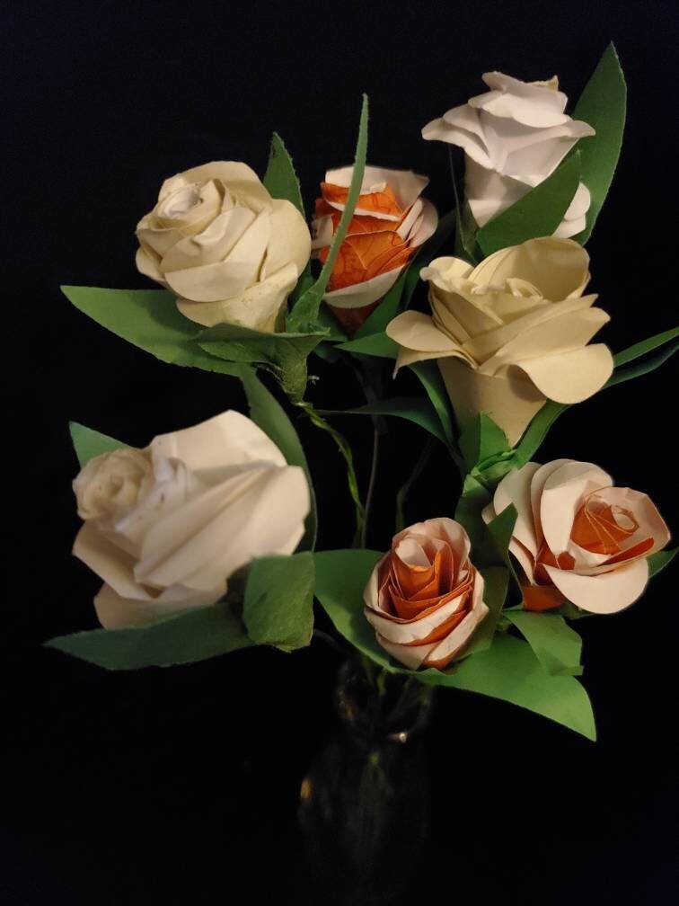 Handmade Paper Rose Bouquet 6 or 12 roses | Etsy