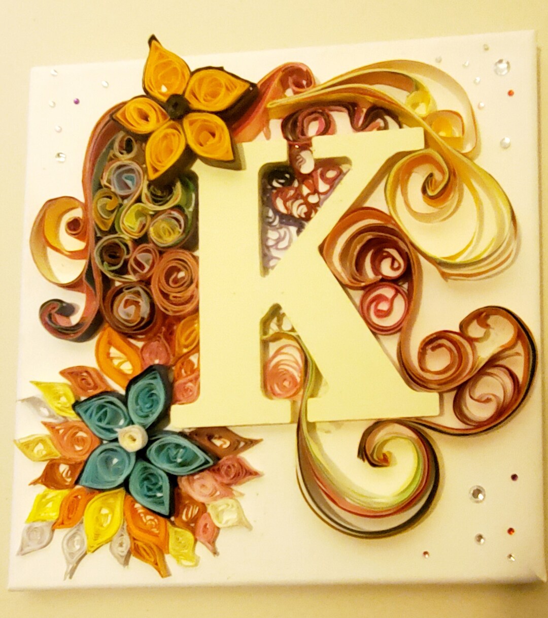 Paper Quilled Monogram/Initial Art on Canvas Wall Art Handmade ...