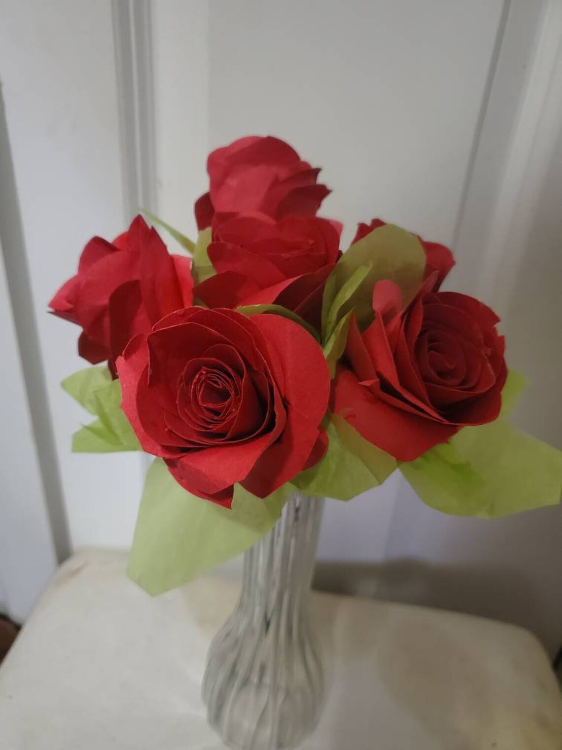 Handmade Paper Rose Bouquet 6 or 12 Paper Roses in Vase - Etsy