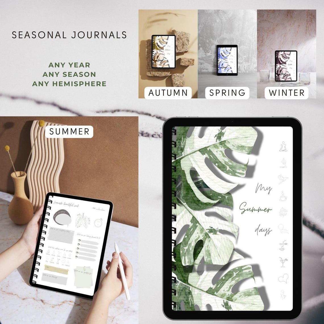 Manifestation and Wellness Journal Bundle | 4 Digital Pdfs | Undated ...