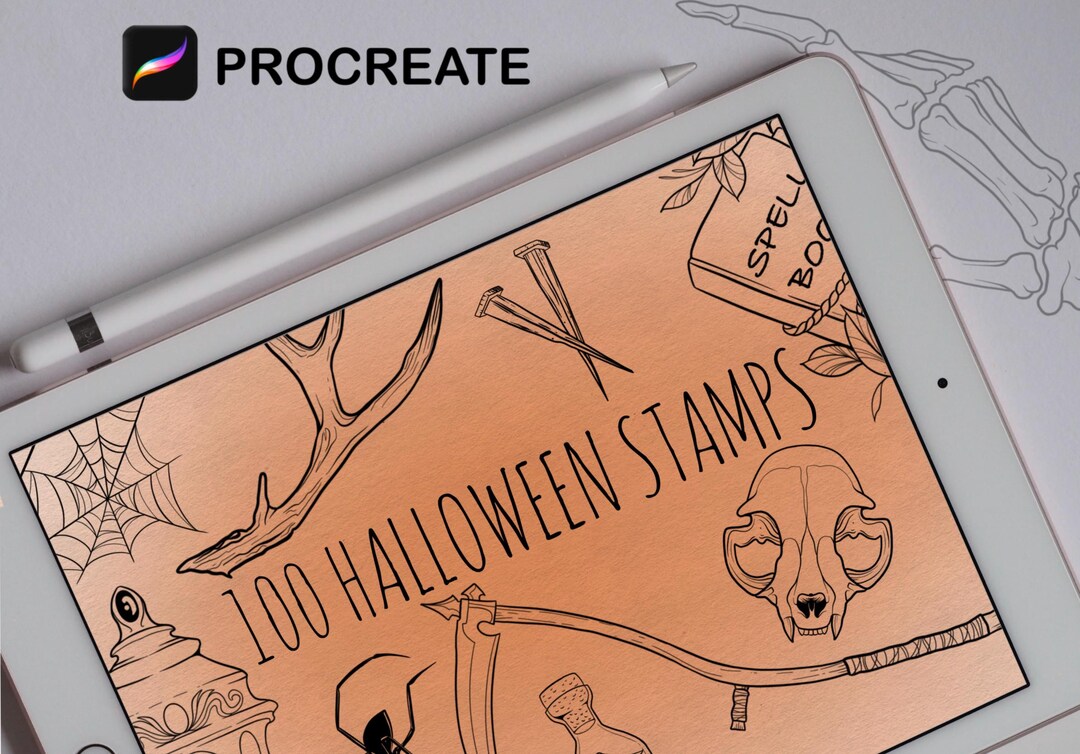 100 Halloween Procreate Stamp Sets, Spooky and Creepy Small Tattoo ...