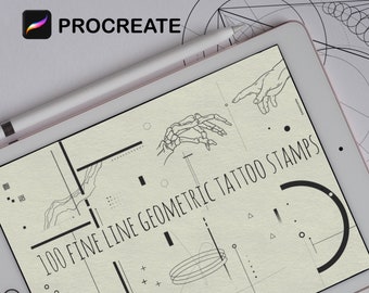 100 Fine Line and Tiny Tattoo Procreate Stamps, Brush Set - Etsy