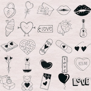 100 Valentine's Day Procreate Stamps, Love Doodles Brush Set - Etsy
