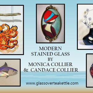 Cool Modern Art , Blue and Yellow Geometric , Hand Cut Stained Glass ...