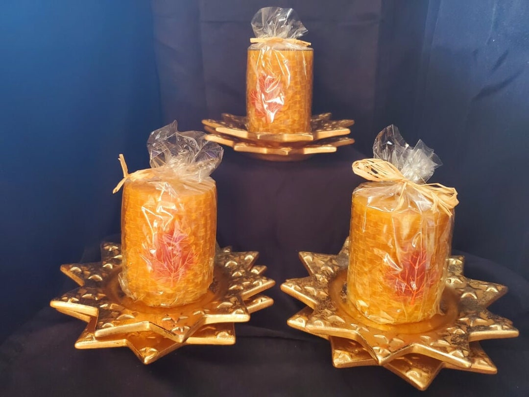 6 Vintage Centrum Ceramics Star Design Candle Holder Plates, Including ...