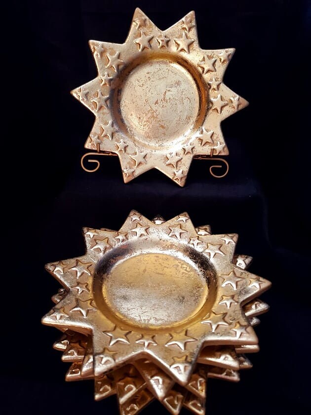 6 Vintage Centrum Ceramics Star Design Candle Holder Plates, Including ...