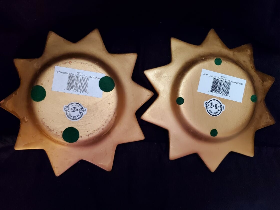 6 Vintage Centrum Ceramics Star Design Candle Holder Plates, Including ...