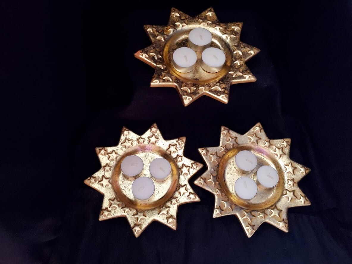 6 Vintage Centrum Ceramics Star Design Candle Holder Plates, Including ...