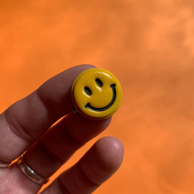 Smiley Face Enamel Badge - Etsy UK