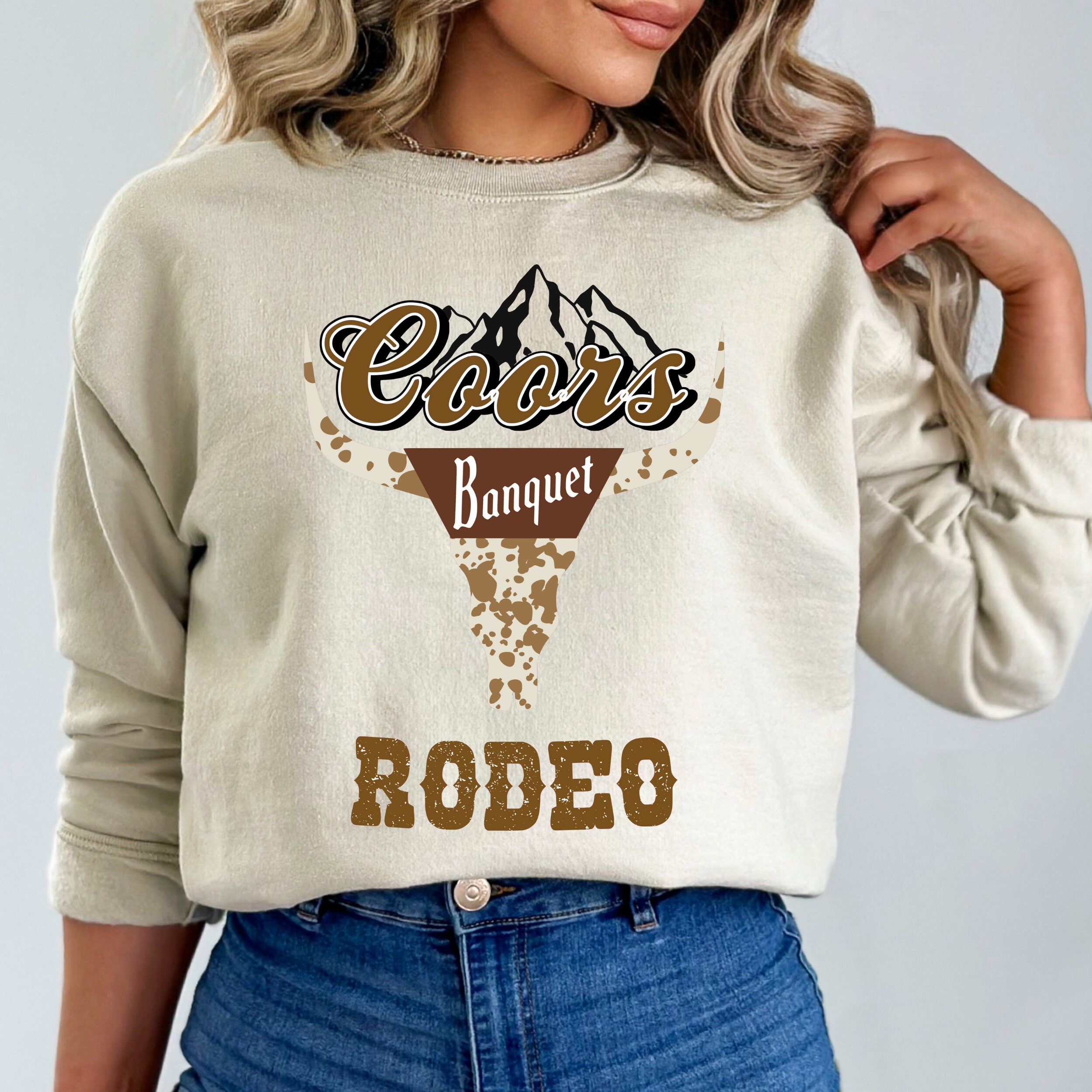 Coors Rodeo Cow Print Inspired Crewneck - Etsy