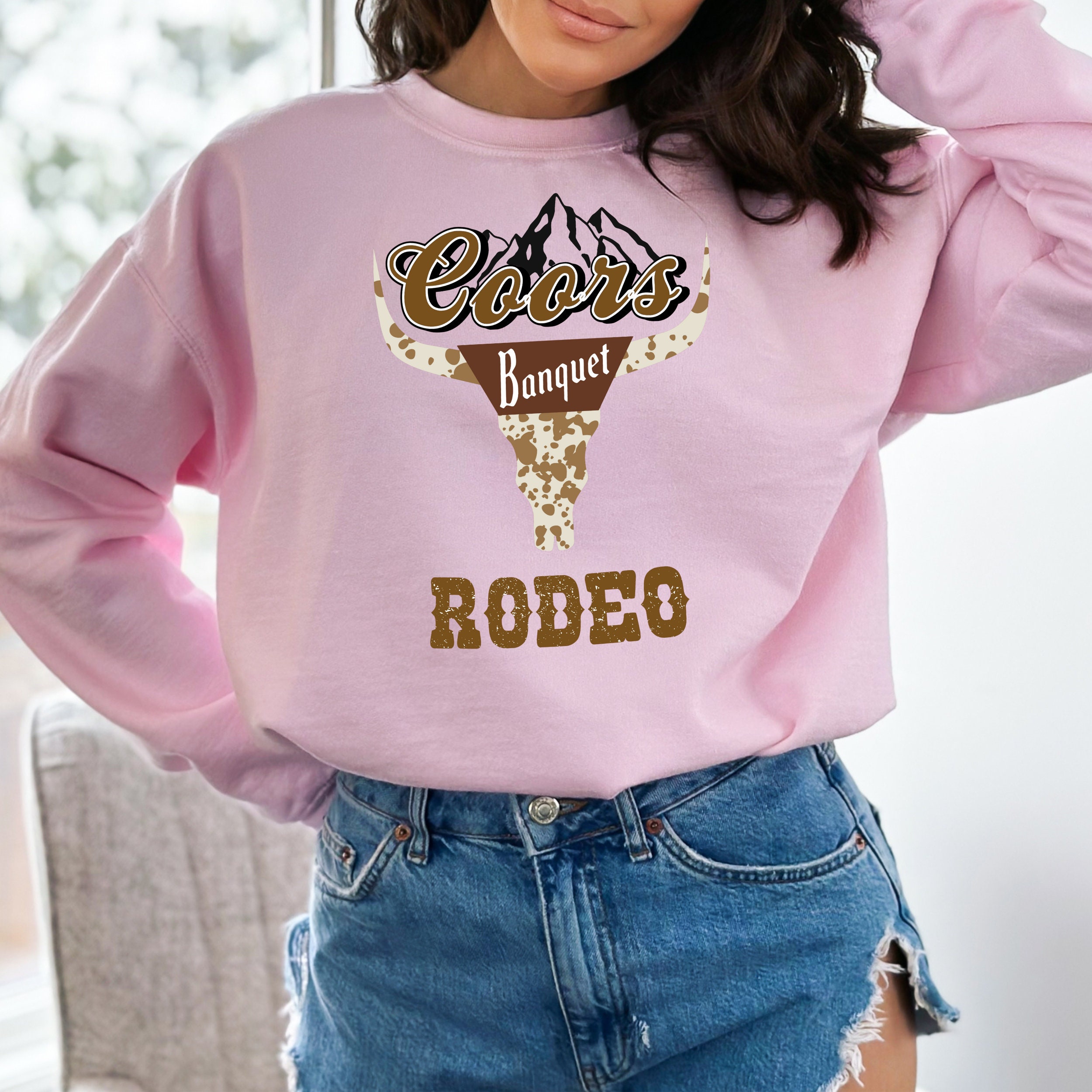 Coors Rodeo Cow Print Inspired Crewneck - Etsy