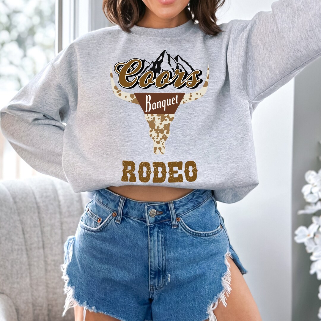 Coors Rodeo Cow Print Inspired Crewneck - Etsy