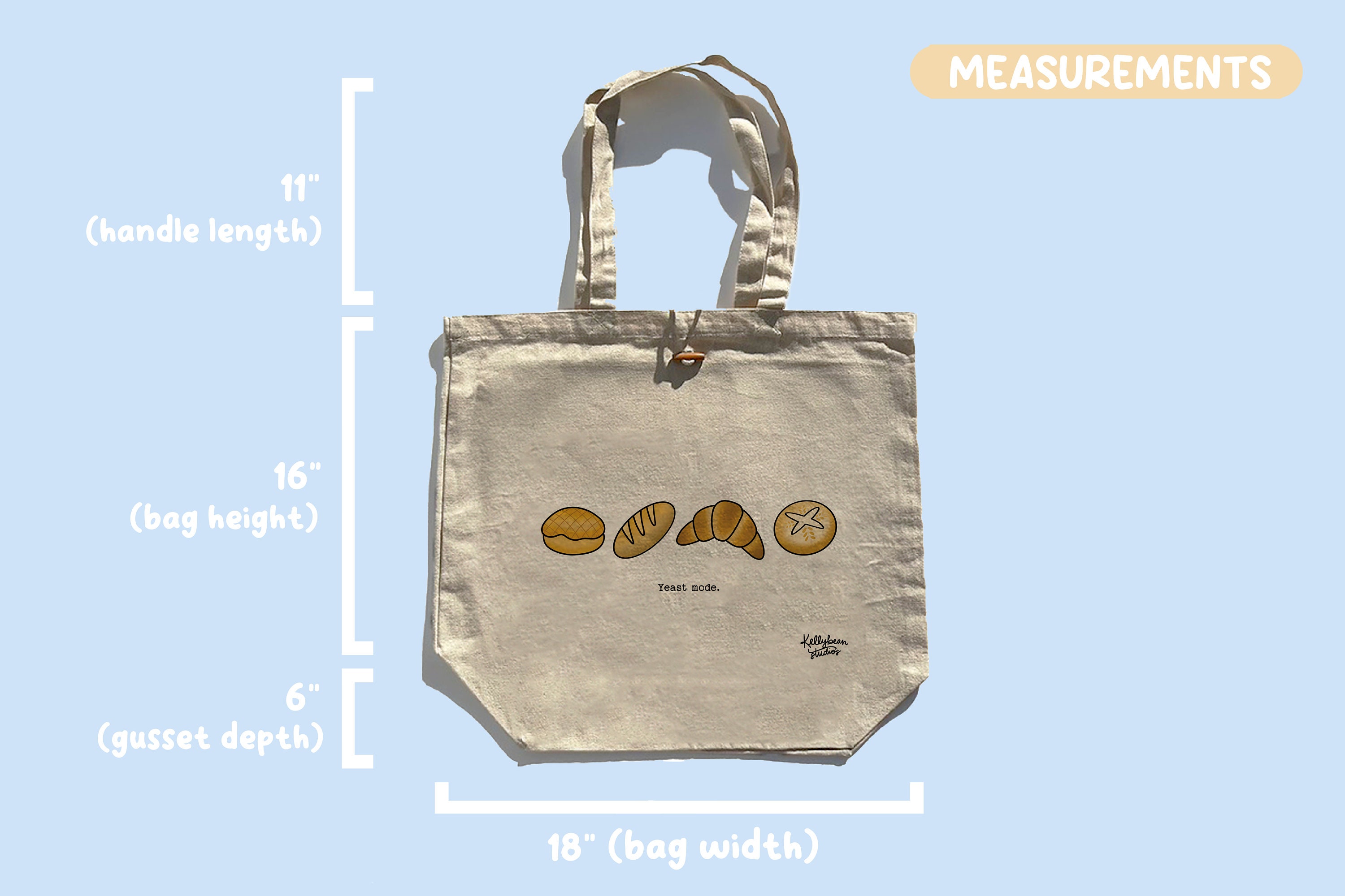 Yeast Mode Tote Bag | Reusable Canvas Tote Bag for Christmas Bread Pun ...
