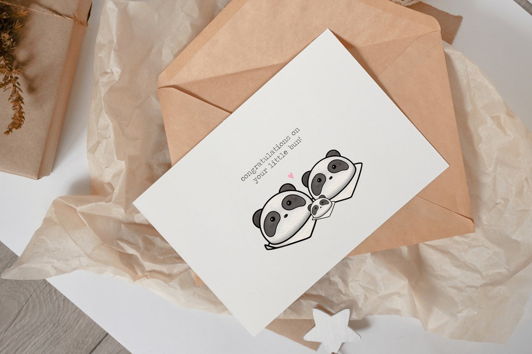 Panda Bun Baby Card | New Born Baby Card for New Parents Celebrating A ...
