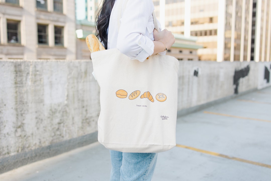 Yeast Mode Tote Bag | Reusable Canvas Tote Bag for Christmas Bread Pun ...