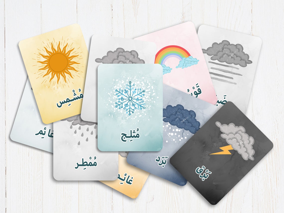 Printable Arabic Weather Flash Cards and Wheel Today's - Etsy