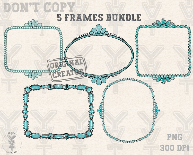 Frames Turquoise Bundle 5 Png, Cowgirl Trendy PNG Sublimations, Western ...