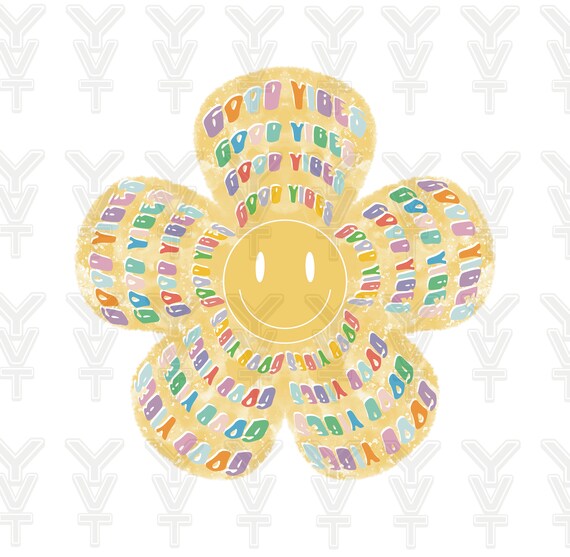 Good Vibes Daisy PNG Retro Sublimations Designs Downloads - Etsy