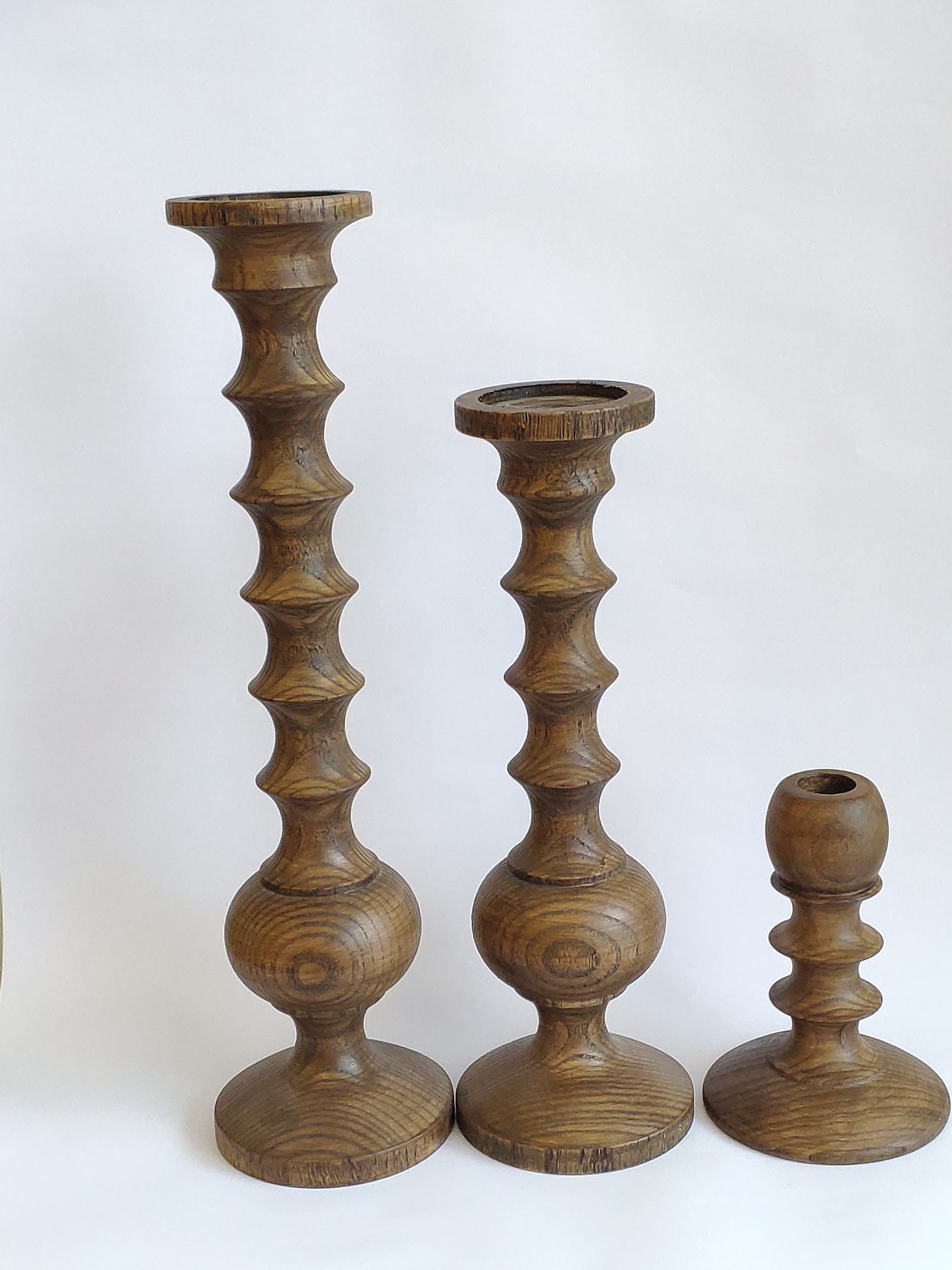 Tall Candlesticks, Wooden Candle Stand, Minimalist Art Decor, Natural ...