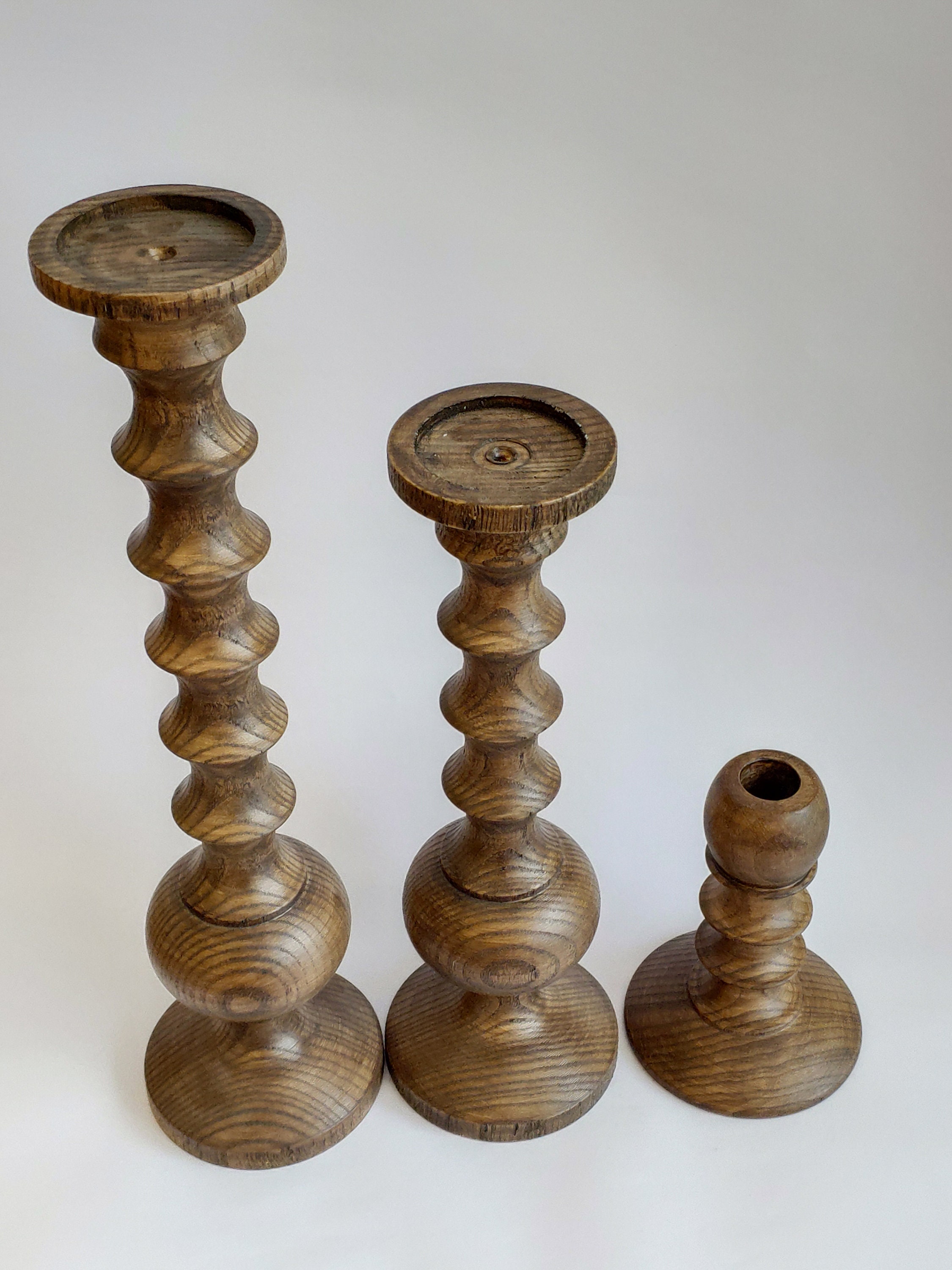 Tall Candlesticks, Wooden Candle Stand, Minimalist Art Decor, Natural ...