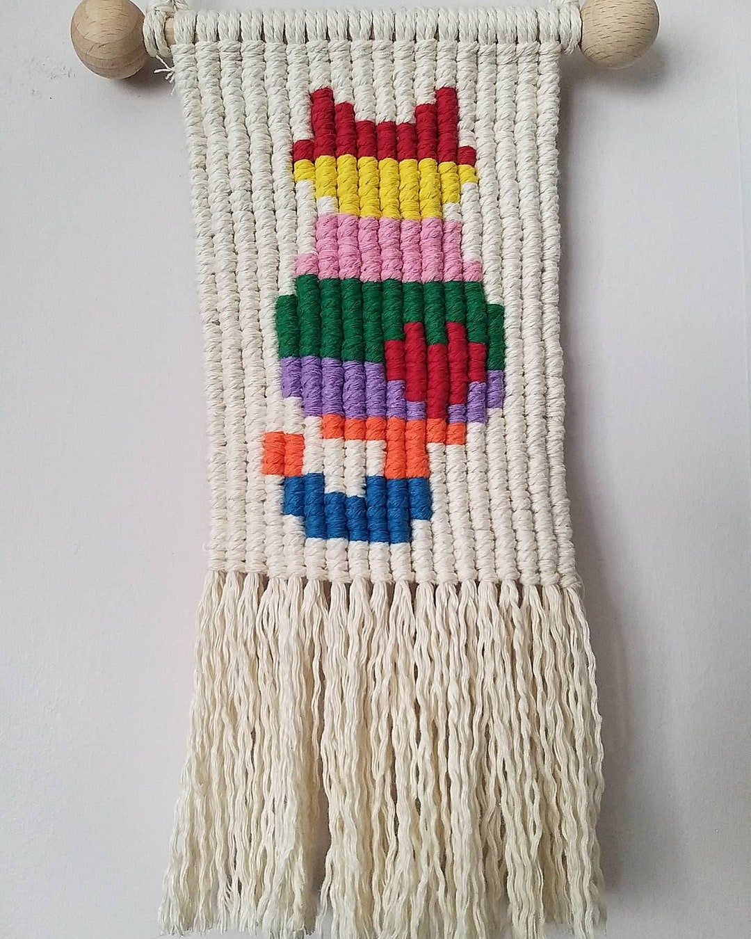 Cute Cat Macrame Wall Hanging With Heart - Etsy