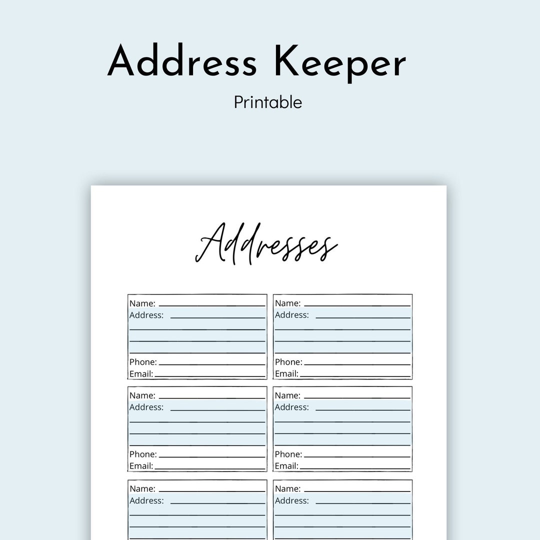Address Keeper Printable Address Book Pages - Etsy